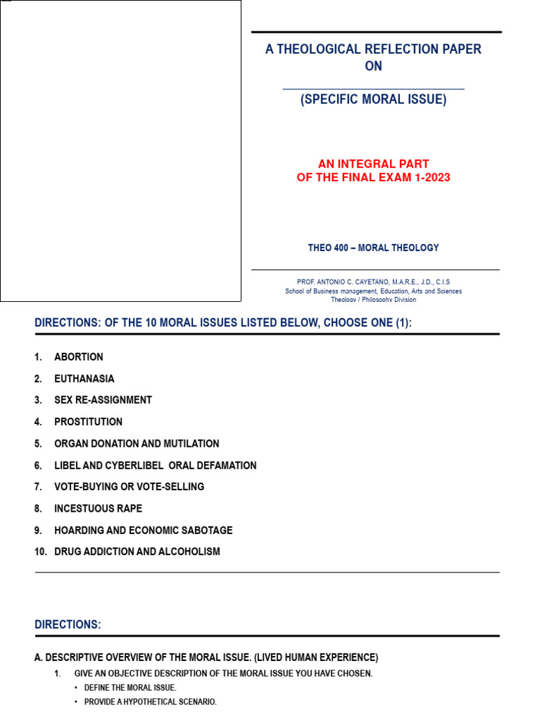 Instructions and Guide Questions For Final Reflection Paper - Theo 400 | PDF | Faith