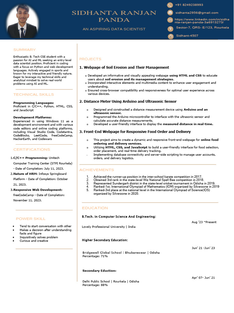 Sidhant CV | PDF | Computers