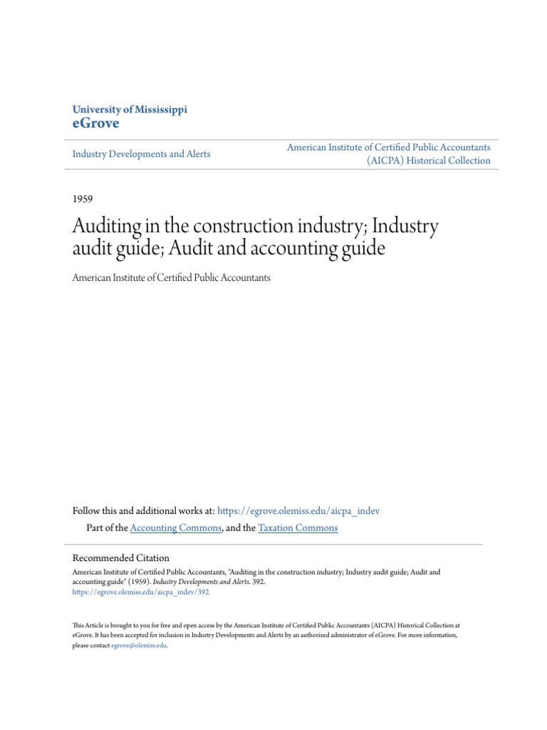 Auditing in The Construction Industry Industry Audit Guide Audi | PDF
