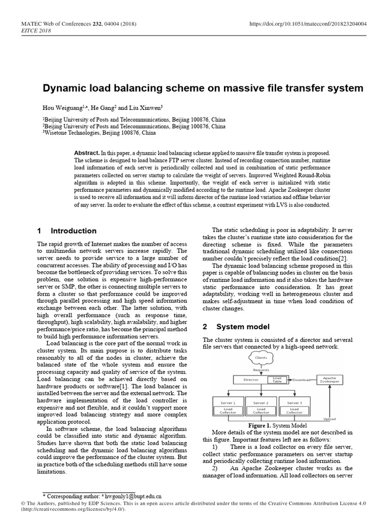 Dynamic Load Balancing Scheme On Massive File Tran Pdf Load Balancing Computing Computer