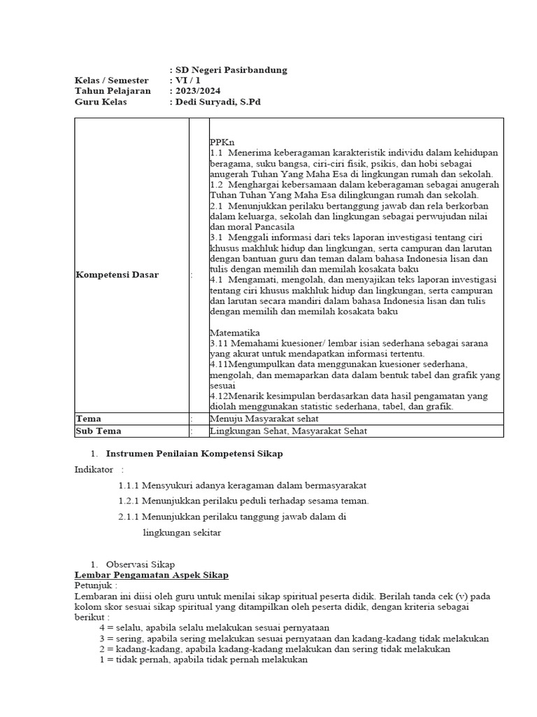 Rancangan Instrumen Penilaian | PDF | Kesehatan Holistik | Sains & Matematika