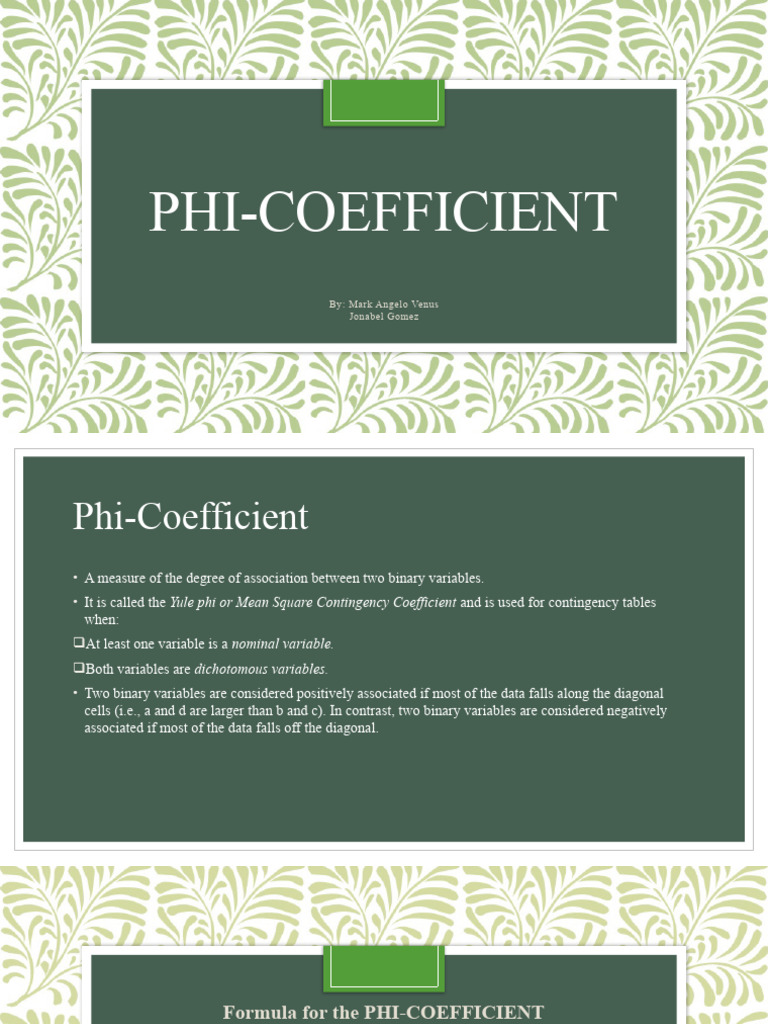 Phi Coefficient | PDF | Data Analysis | Applied Mathematics
