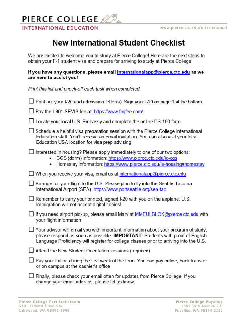 New Student Checklist | PDF