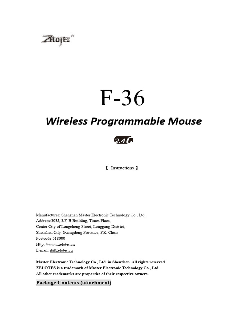 Wireless Programmable Mouse: Package Contents (Attachment) | PDF | Electromagnetic Interference ...