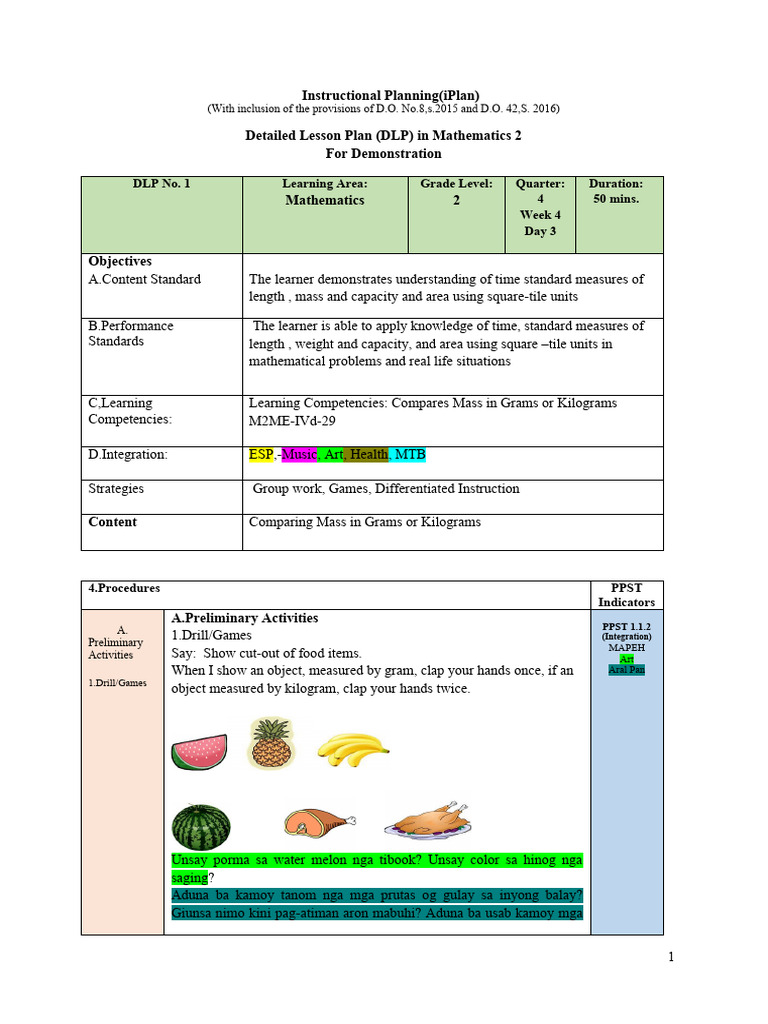 Lesson Lpan With Anotation FINAL 2 Copy 1 | PDF | Weight | Mass