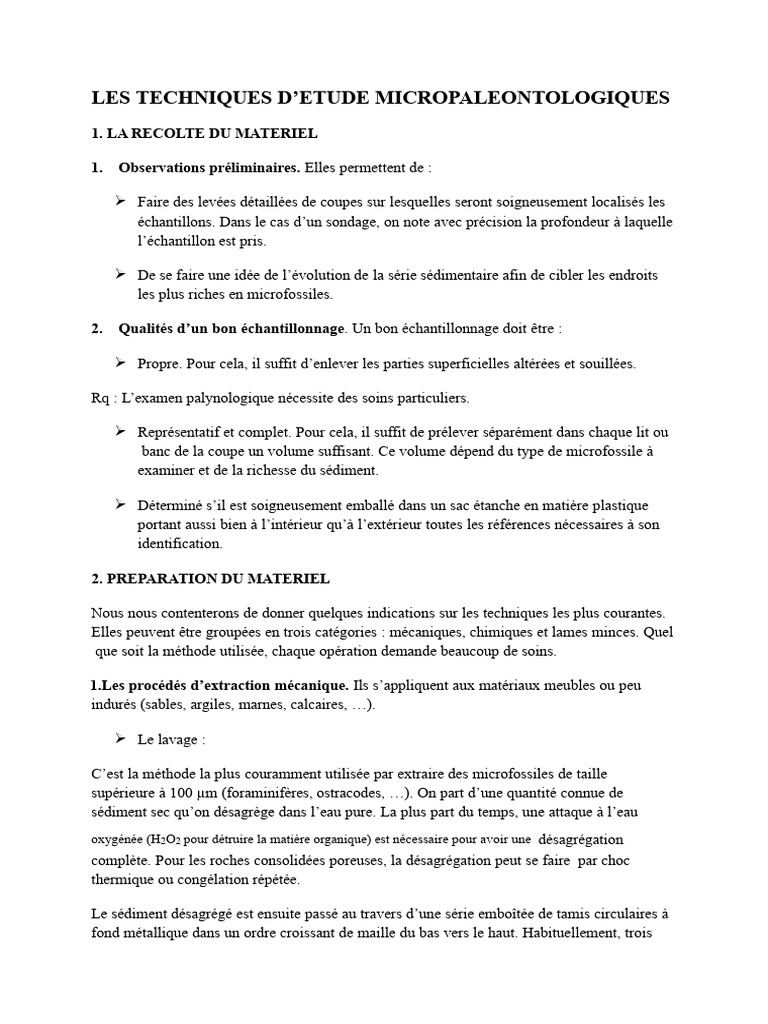 TD TP Biostratigraphie | PDF | Eau | Chimie
