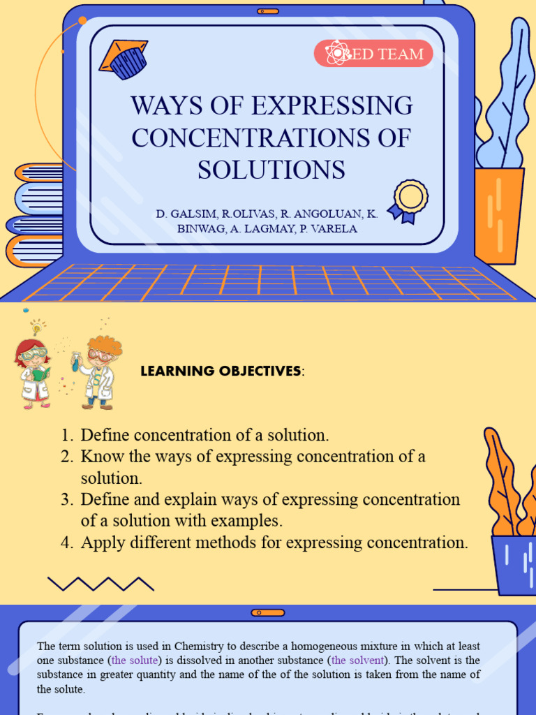 Red Ways of Expressing Concentration of Solutions | PDF | Concentration ...