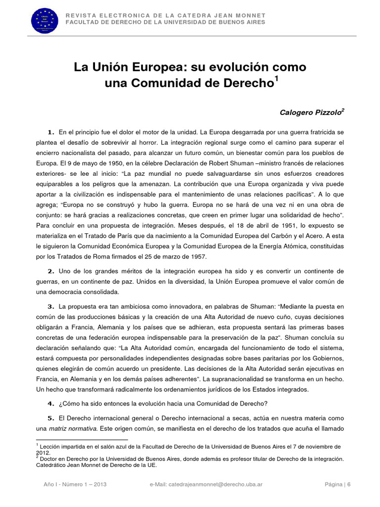 La Union Europea Su Evolución Como Una Comunidad de Derecho PDF | PDF | Ley de la Unión Europea ...