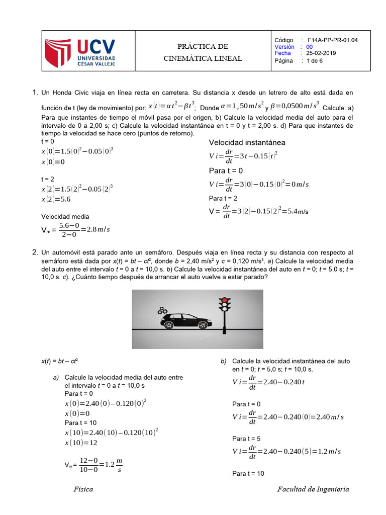 S04-T-Práctica - de - Cinemática Lineal | PDF | Velocidad | Cinemática