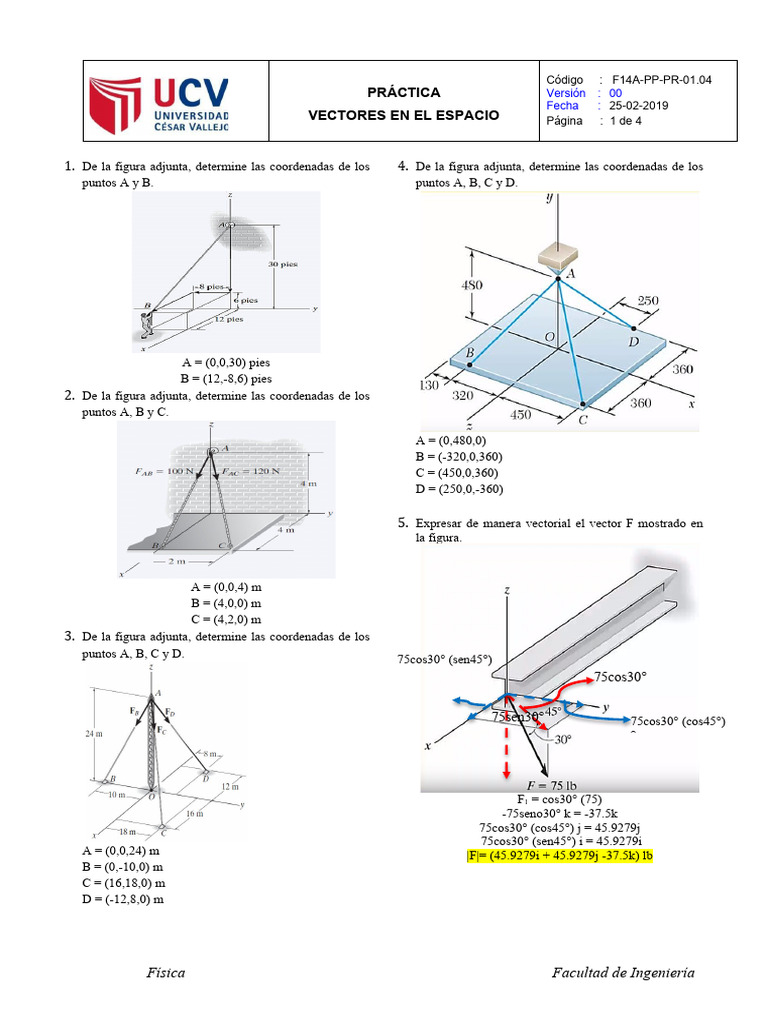 S02 - Vectores en El Espacio | PDF | Vector Euclidiano | Espacio