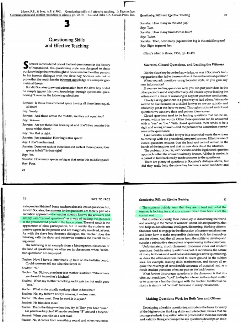 Morse, P. S. & Ivey, A. E. (1996) - Questioning Skills and Effective ...