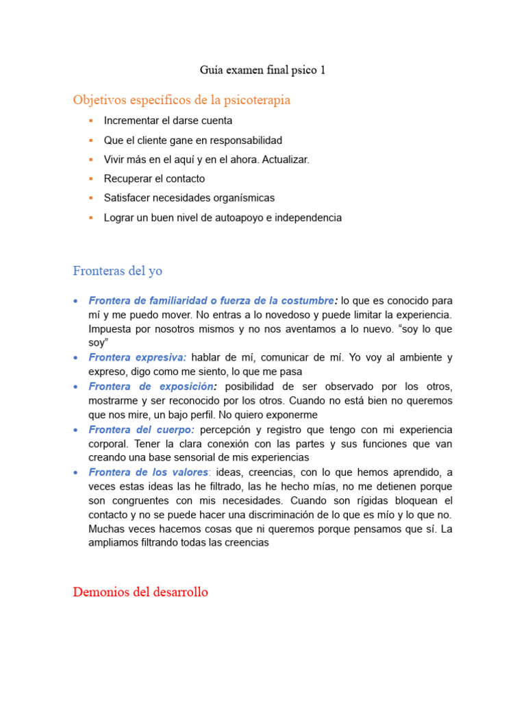 Guía Examen Final Psico 1 | PDF | Experiencia | Conceptos psicologicos