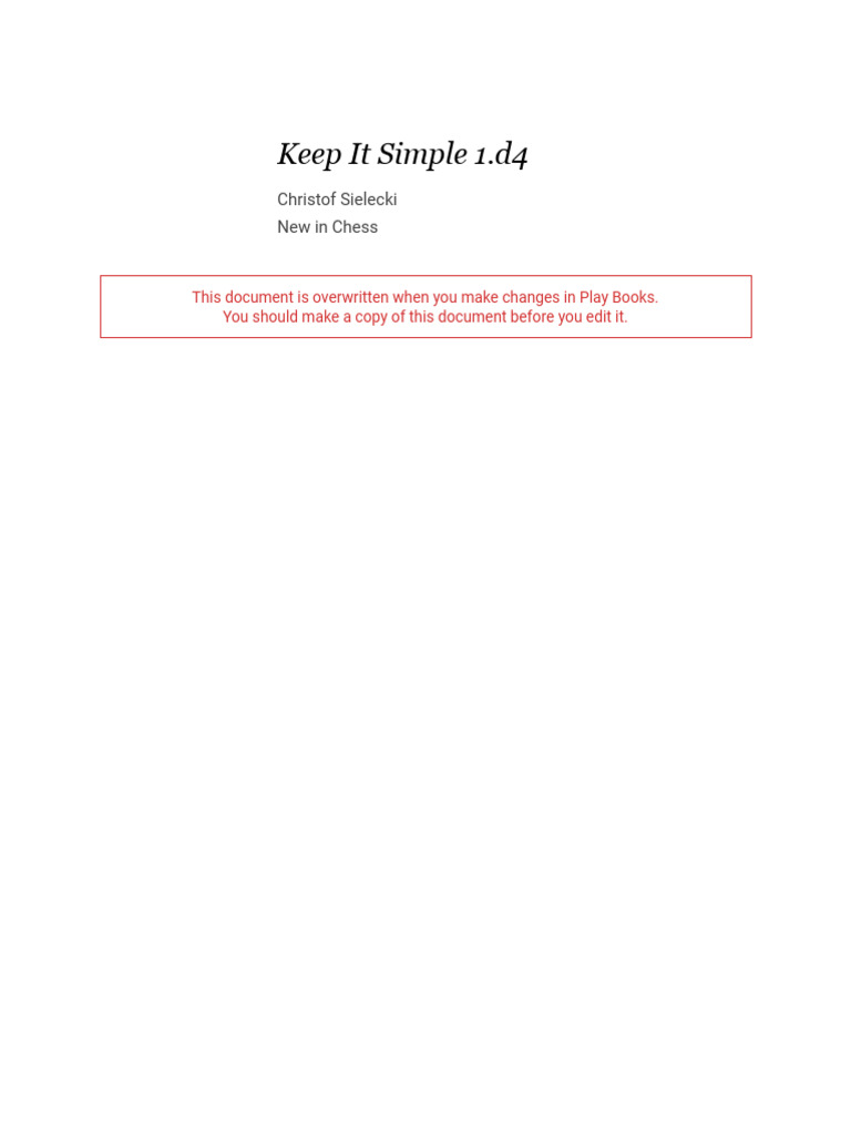 Keep It Simple 1.d4 by Christof Sielecki | PDF