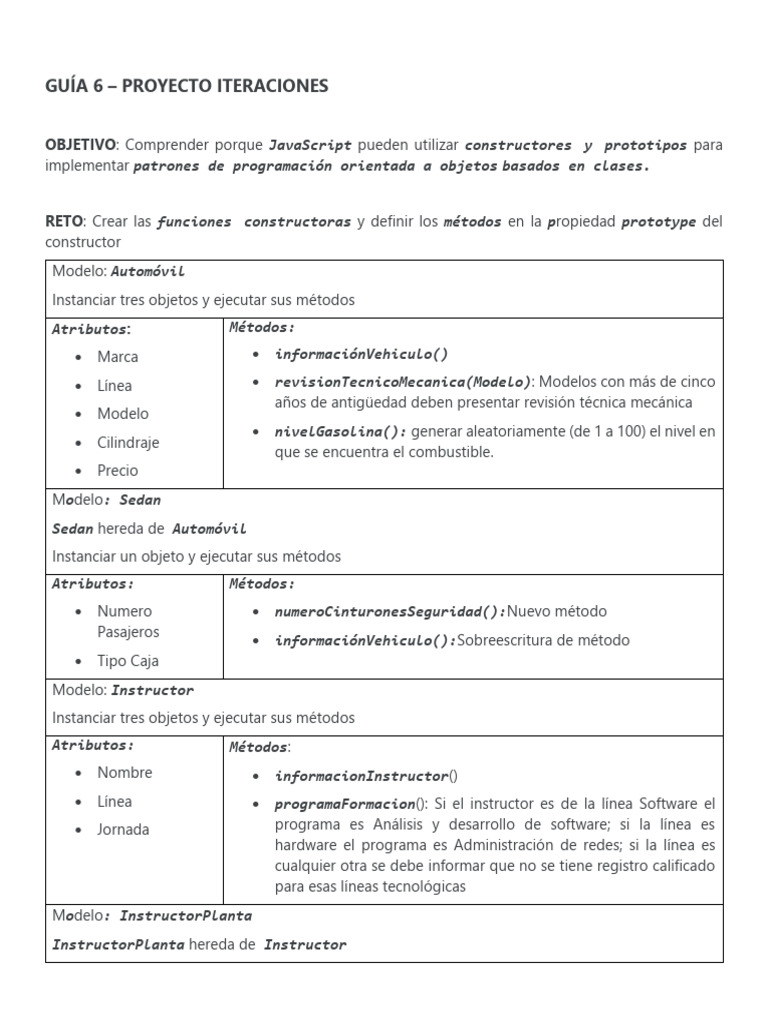 GUÍA 7 - POO Javascript | PDF | Objeto (informática) | Herencia (Programación Orientada a Objetos)