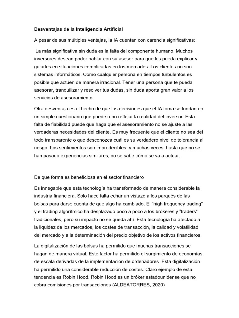 Desventajas de la Inteligencia Artificial | PDF | Inteligencia ...