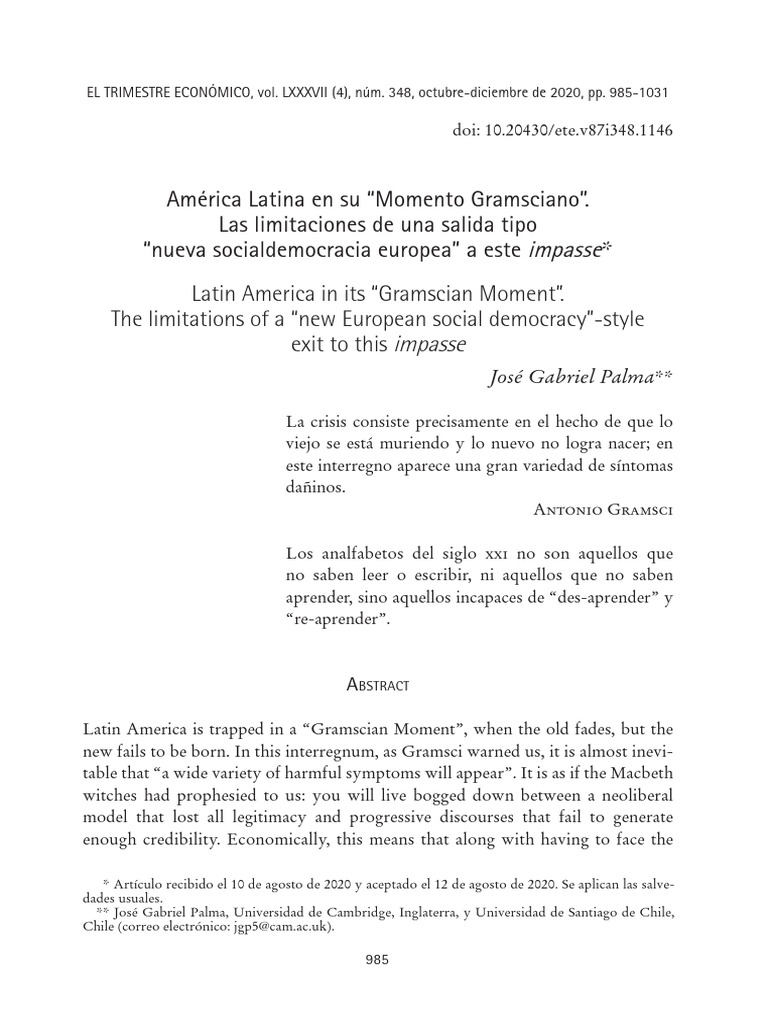 Gramscian Moment in Latin America | PDF | Economies