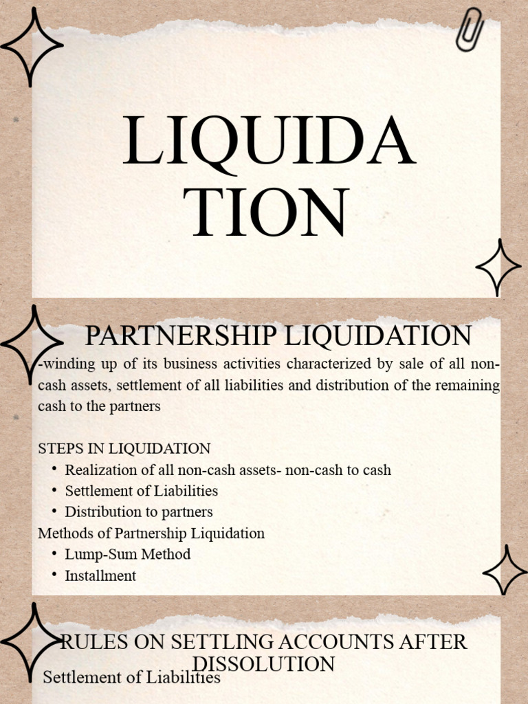 Liquidation | PDF | Book Value | Partnership