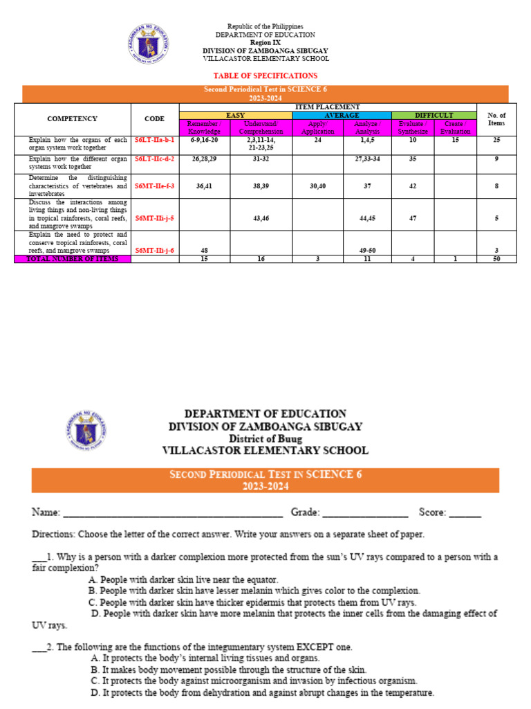 PT Science-6 Q2 | PDF
