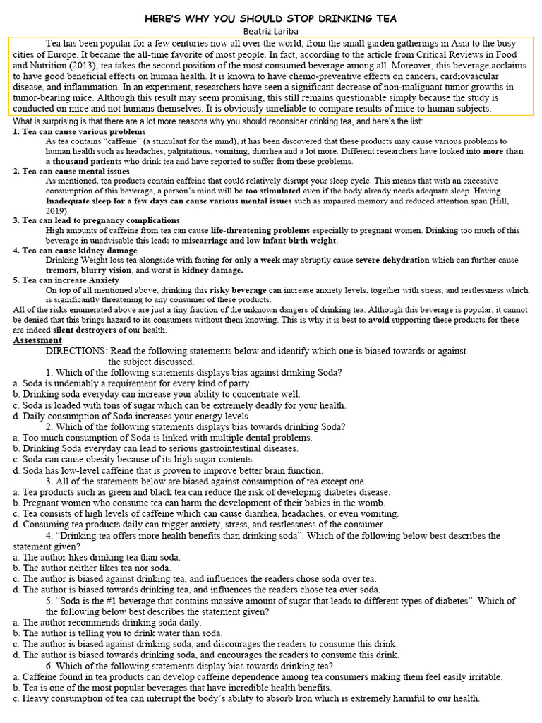 Biased Text and Test | PDF