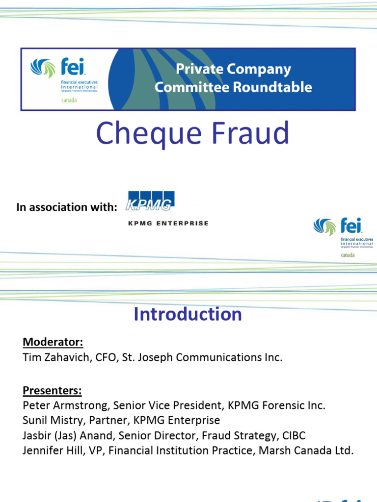 April 11 Cheque Fraud Webcast PPT FINAL FEI Canada - FINAL | PDF | Cheque | Payments