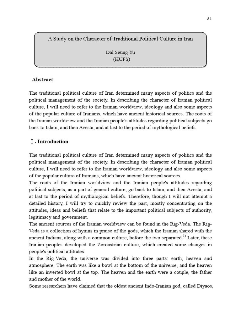 2A Study On The Character of Traditional Political Culture in Iran ...