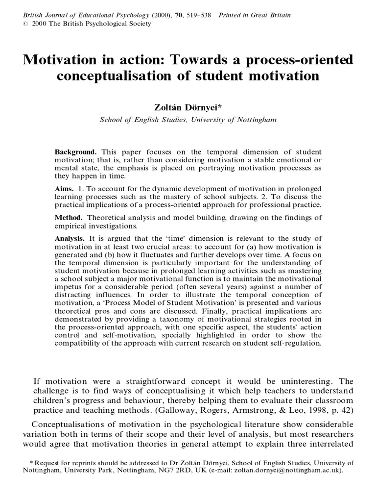 Zoltan Dornyei Motivacao No Contexto Escolar Pdf Motivation