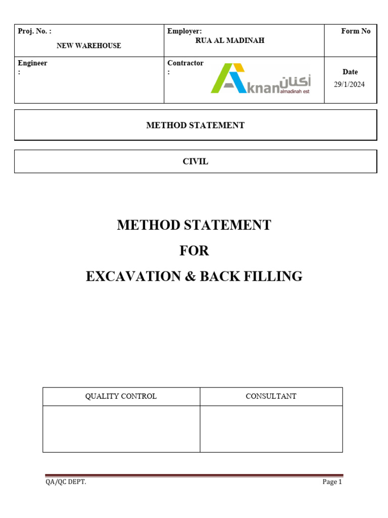 RAM_excavation & backfilling method statement | PDF