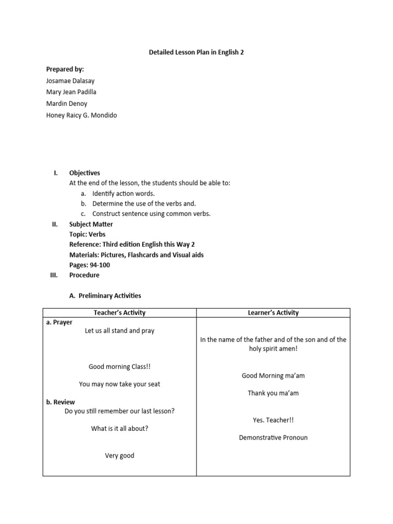 Detailed_Lesson_Plan_in_English | PDF | English Language | Linguistics