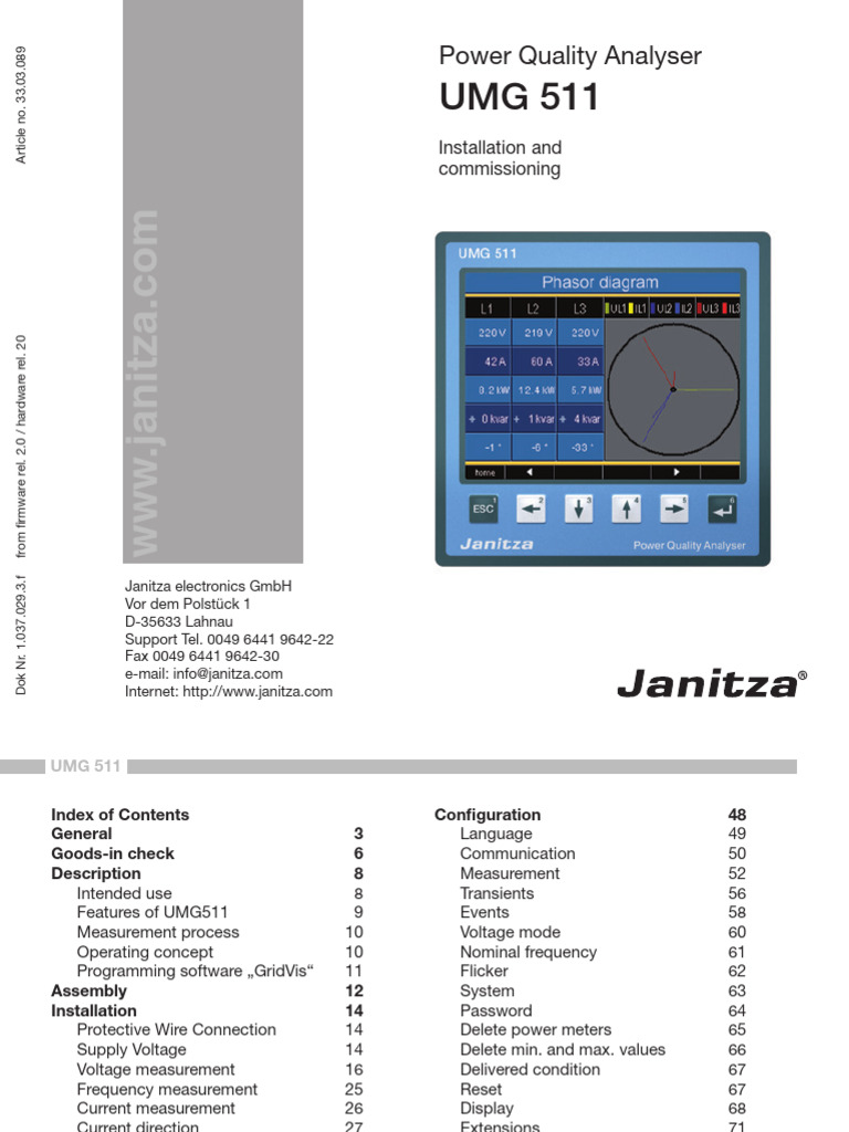Janitza Manual | PDF | Mains Electricity | Fuse (Electrical)