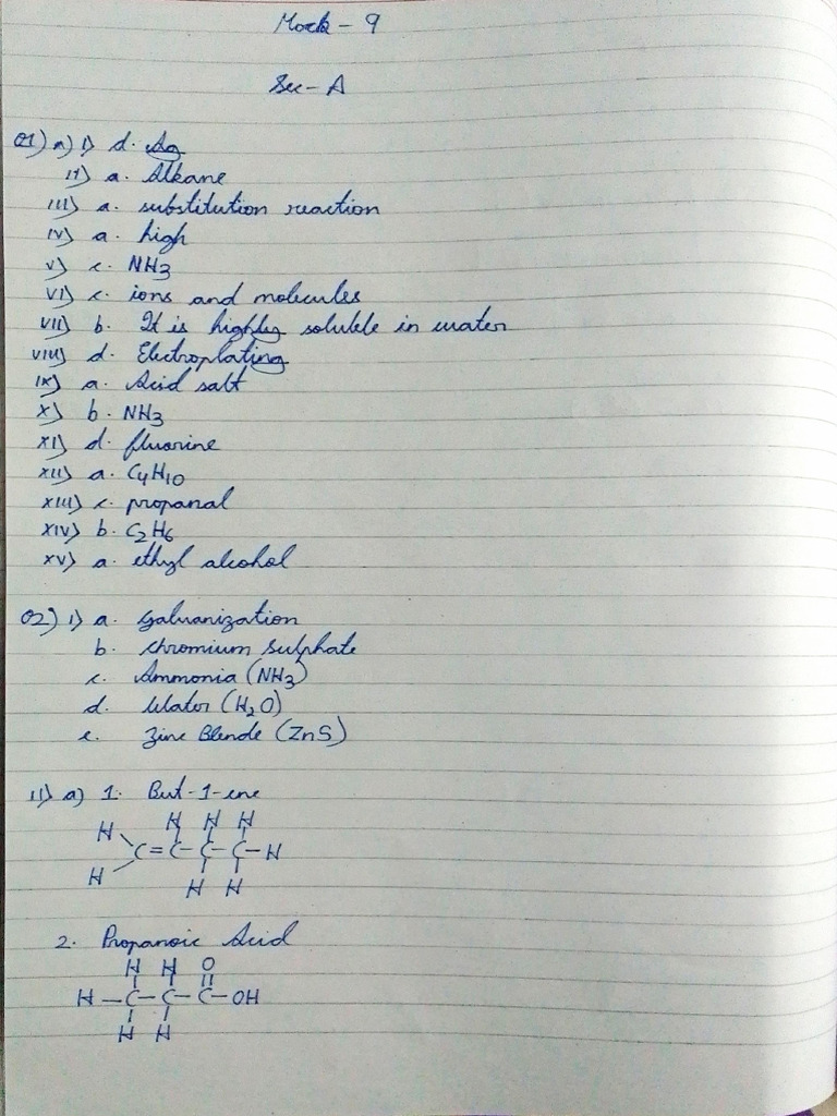 Chemistry Mock-9 Answer Script | PDF