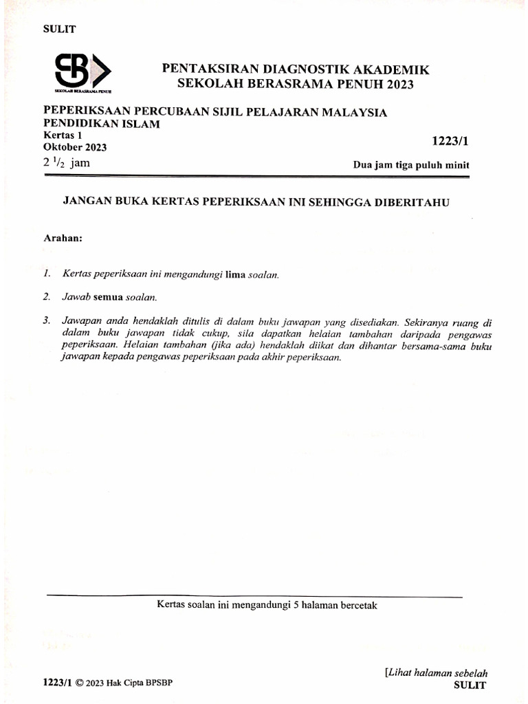 Soalan Sbp 2023 Pdf