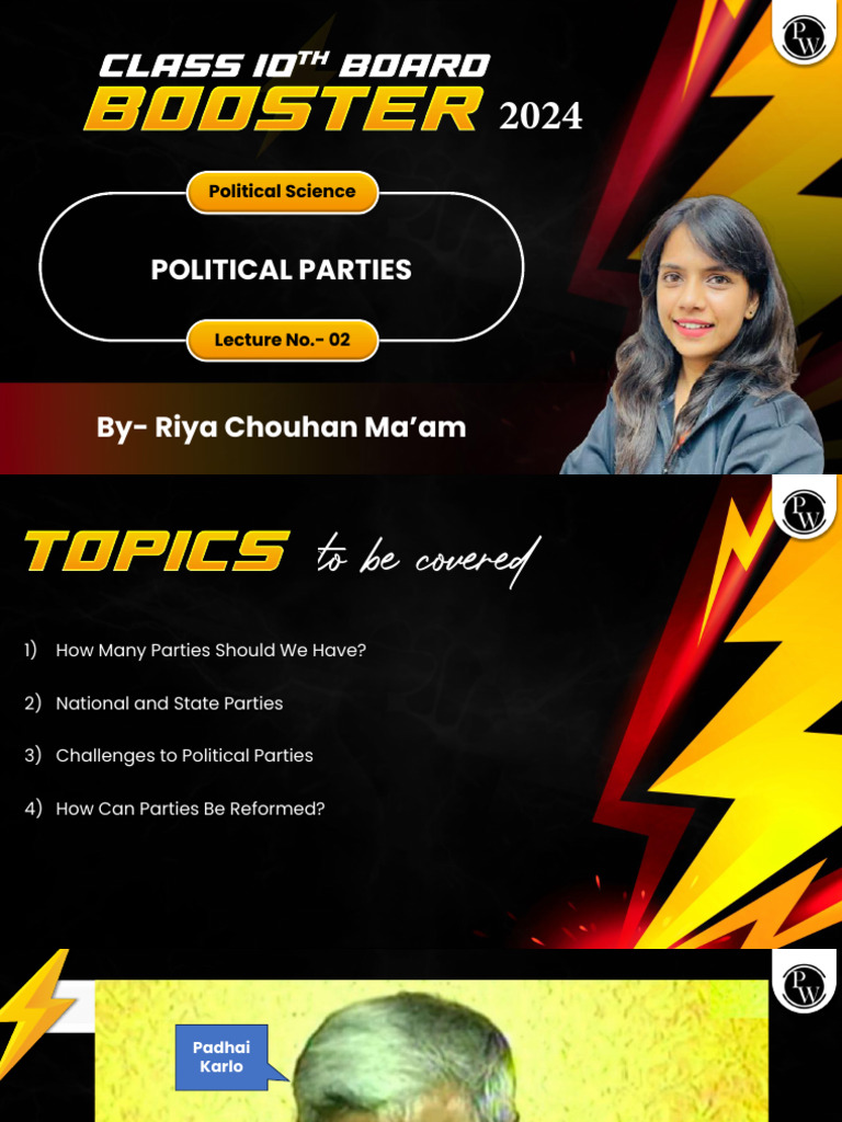 Political Parties 02 - Class Notes - (10th Board Booster 2024) | PDF