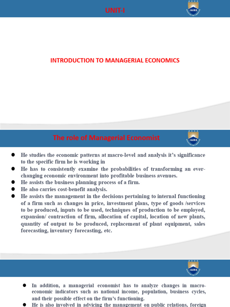 Managerial Economics: Key Concepts Explained | PDF | Economics | Marginal Cost