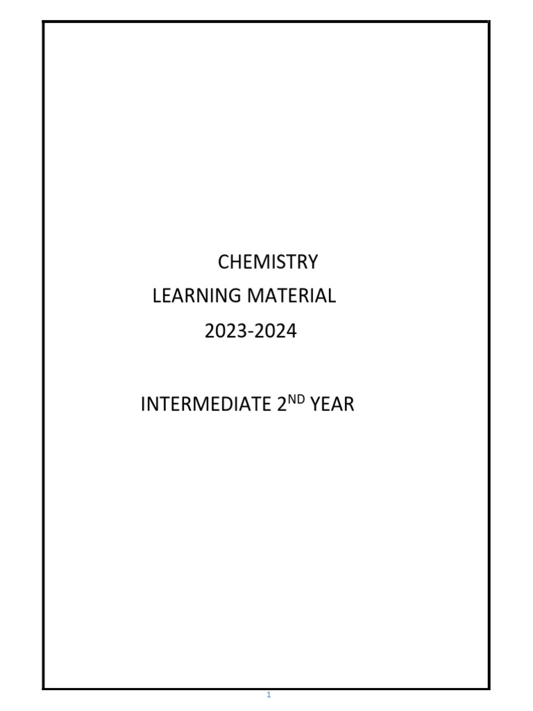 2nd Year Chemistry | PDF