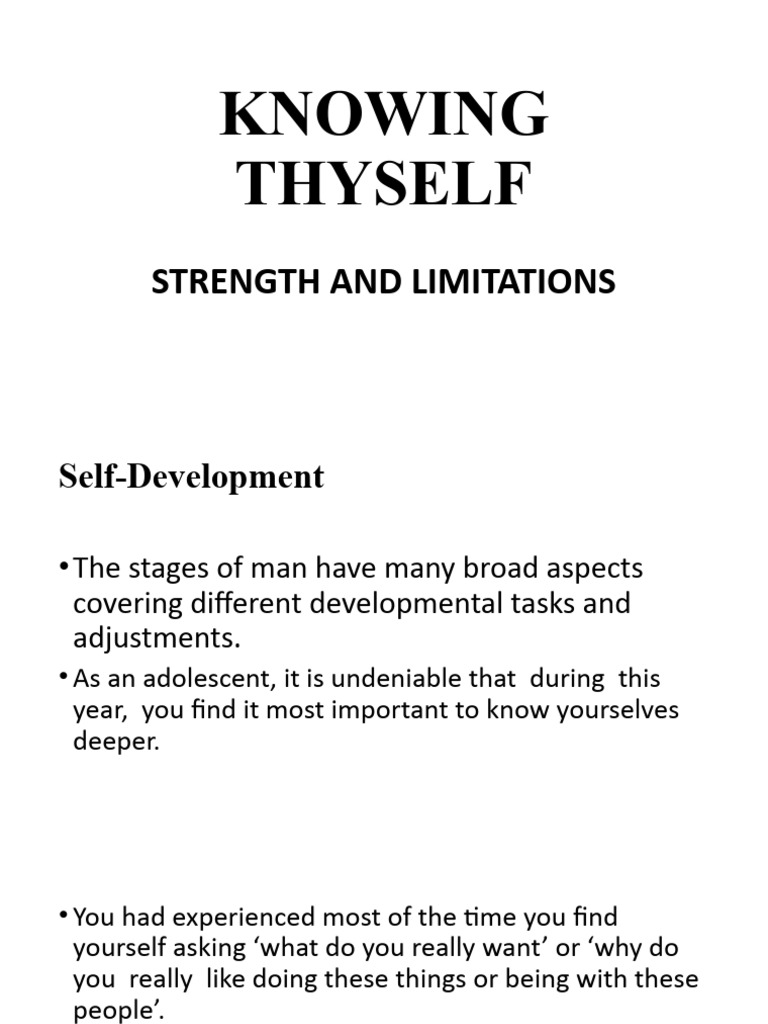 Knowing Thyself - Mod1.ppt2 | PDF | Id | Self Concept