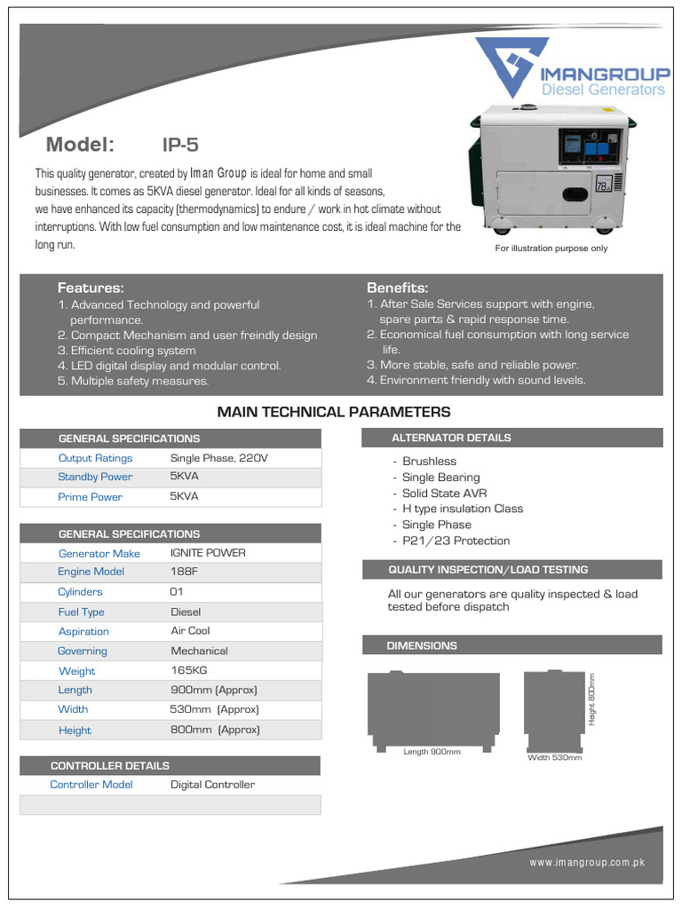5KVA Diesel Generator Specifications | PDF