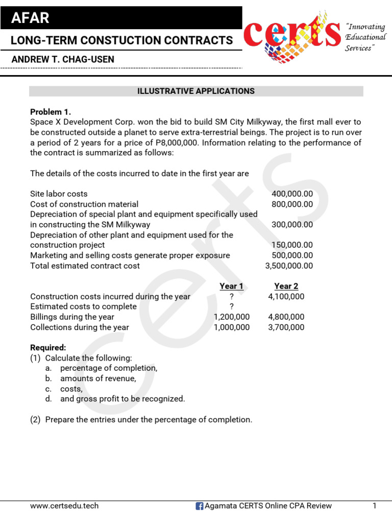 Long-Term Construction Contracts | PDF | Cost | Depreciation