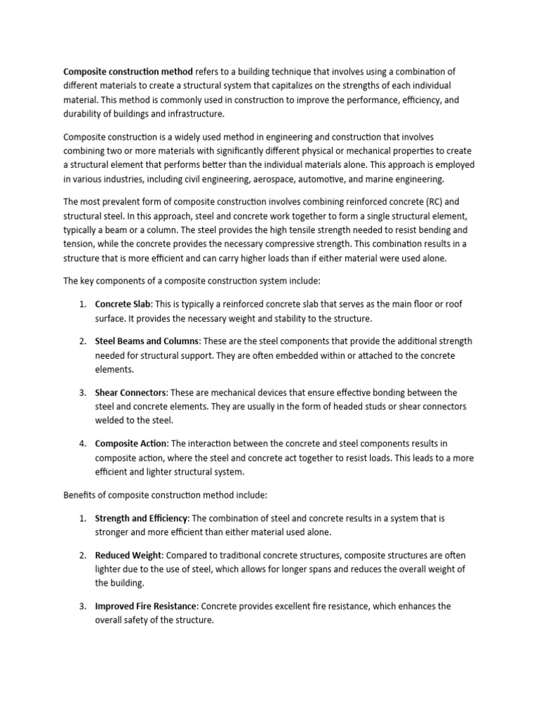 Composite Construction Method | PDF | Composite Material | Concrete