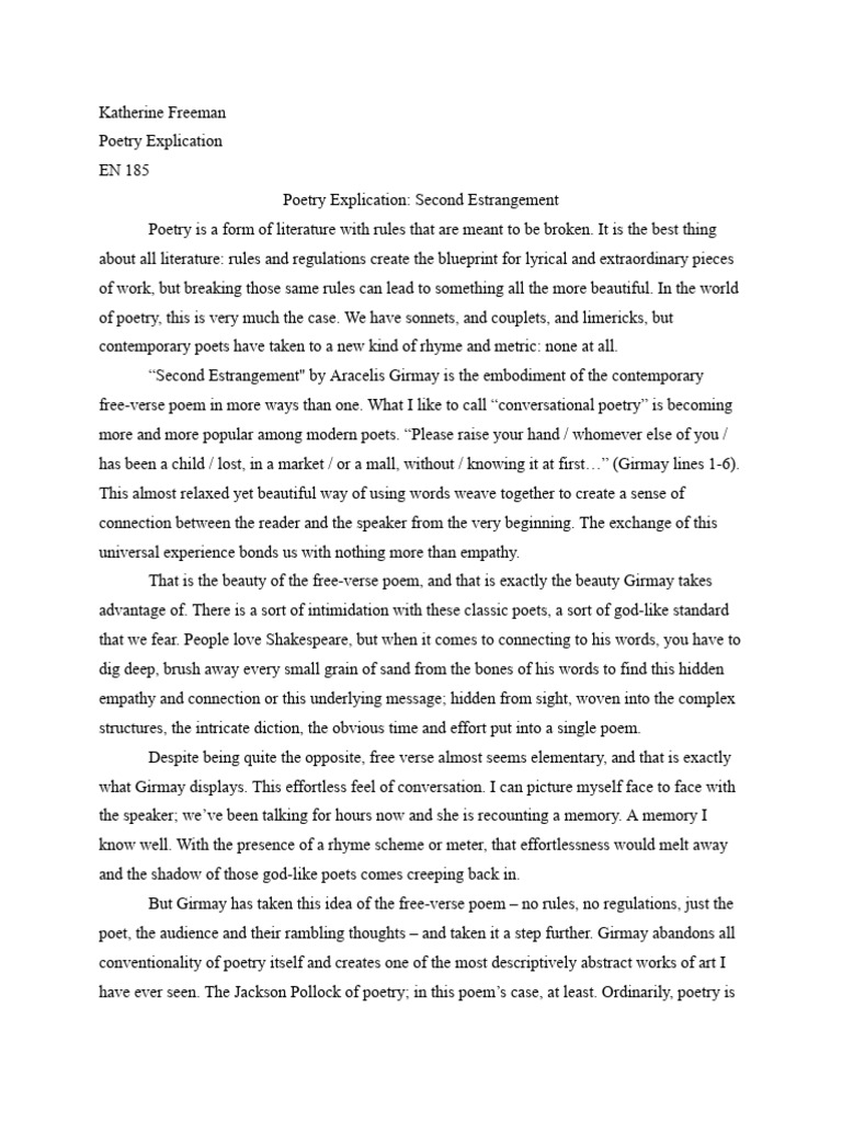 poetry explication | PDF | Poetry | Rhyme