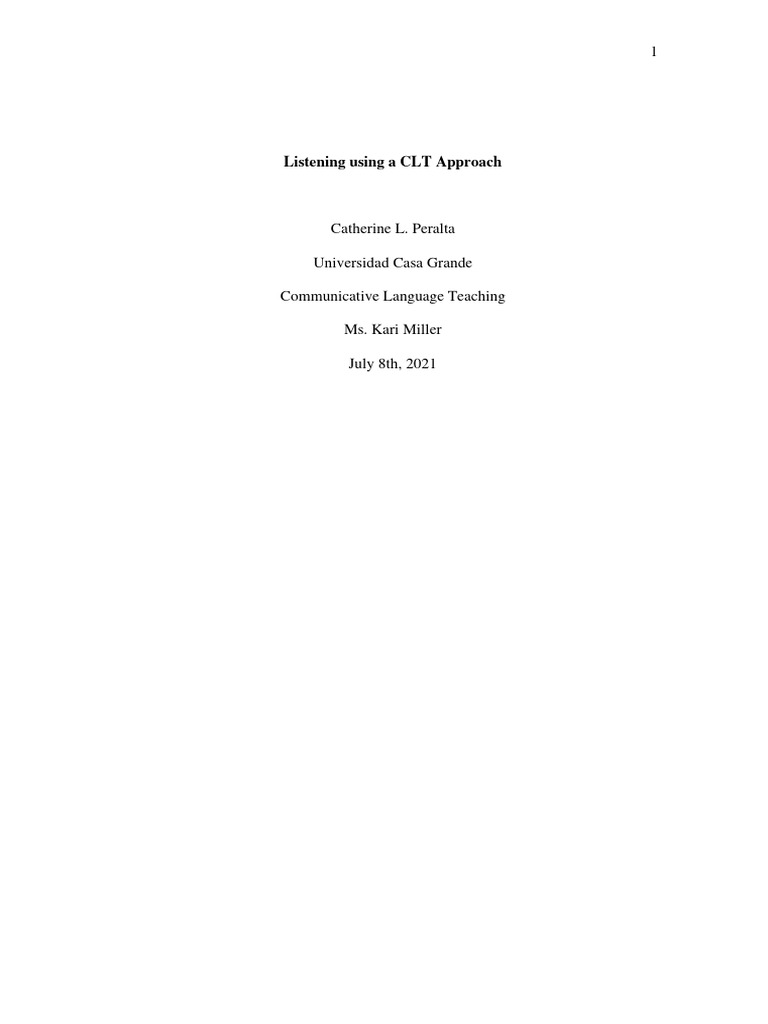 Listening Using A CLT Approach | PDF | Language Education | Communication