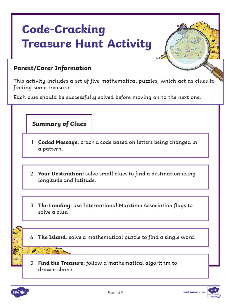 TM 5 11 Code Cracking Treasure Hunt Activity Ages 9 11 - Ver - 1 2 | PDF