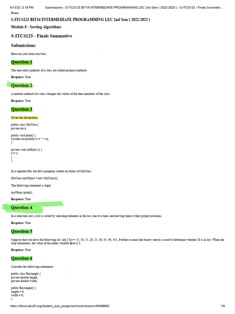 Submissions S Itcs123 Bit16 Intermediate Programming Lec 2nd Sem 2022 2023 S Itcs123 Finals ...