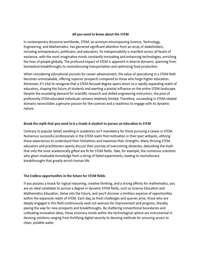 Magazine Essay | PDF | Science, Technology, Engineering, And ...