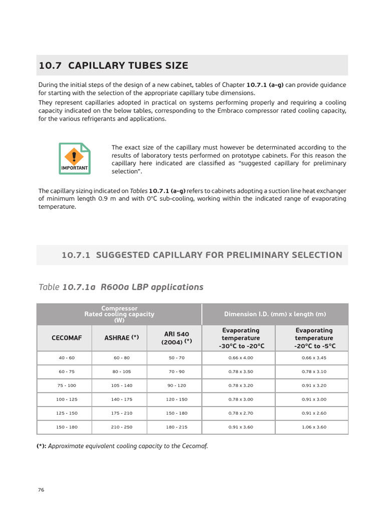 Compressor Embraco Capillary Selection Guide | PDF | Thermodynamics ...