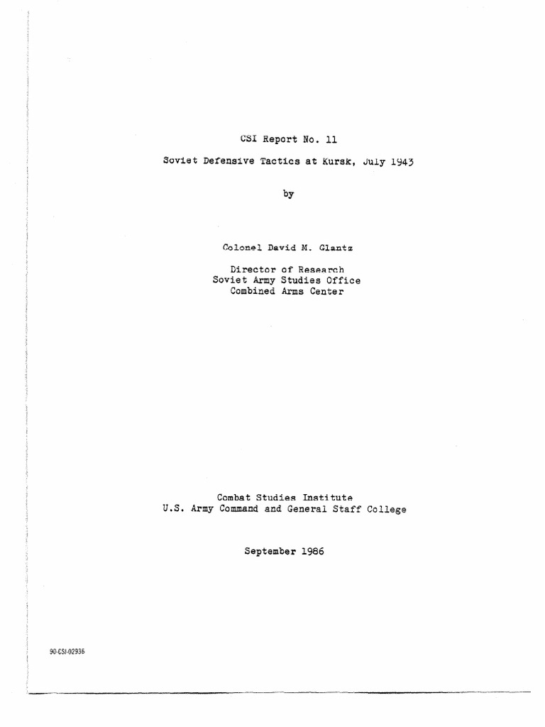 (War) - Glantz, David M. - Soviet Defensive Tactics at Kursk | PDF ...