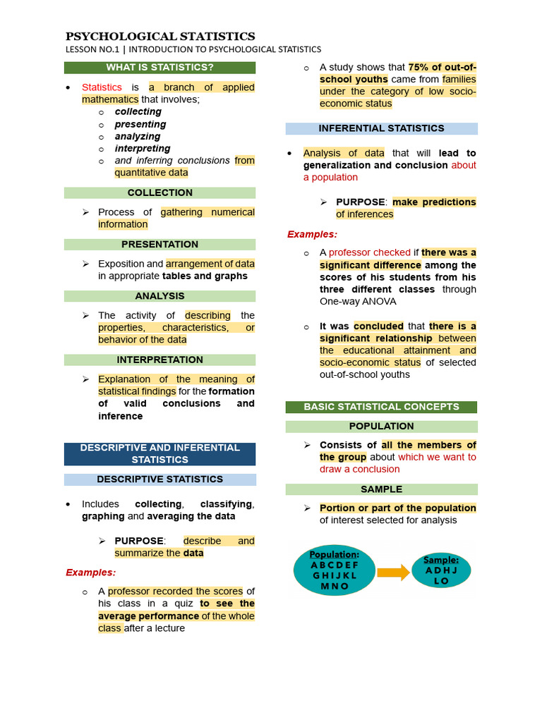Psych Stats Intro To Psych Stats | PDF | Sampling (Statistics) | Statistics