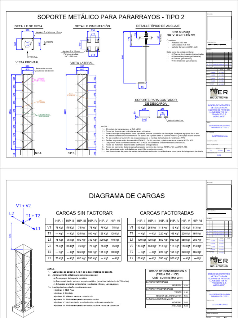 PL04 - PLANO DE SOPORTE DE PARARRAYOS TIPO 2 - Rev2 | PDF | Tornillo | Metalurgia