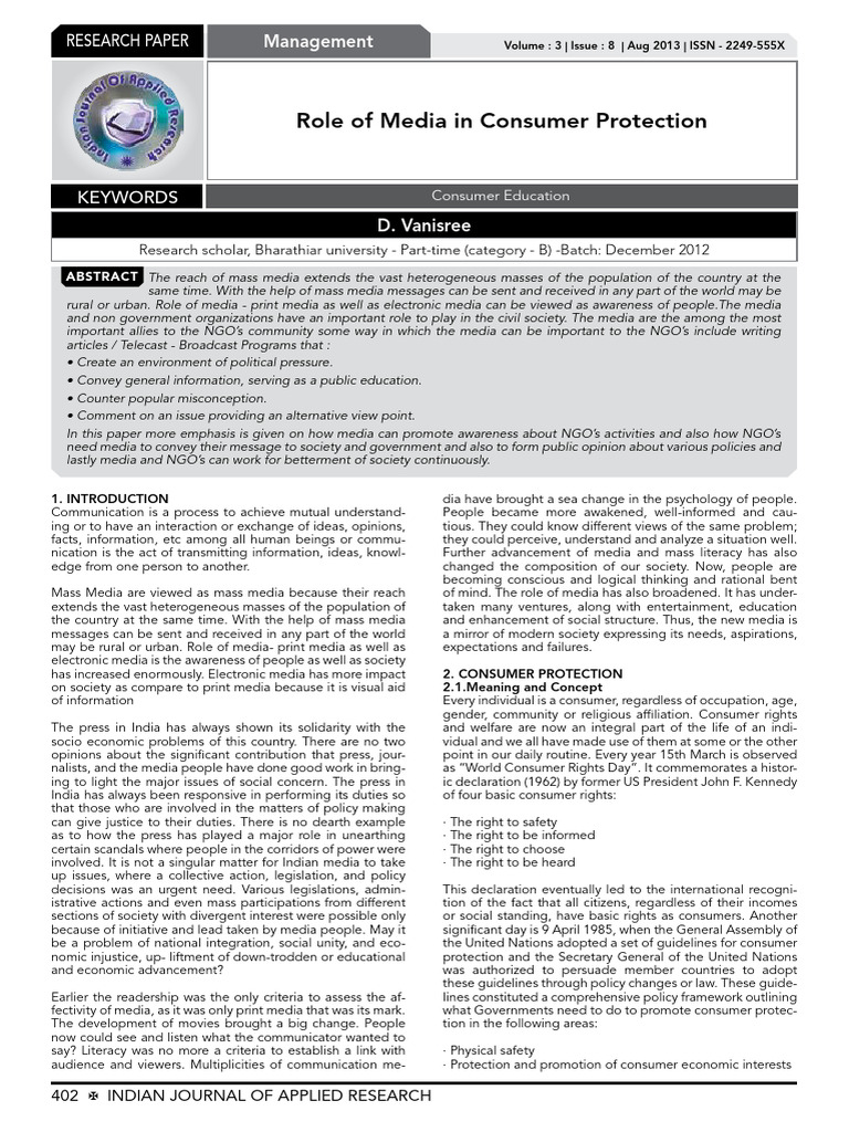 Consumer Rights and Media | Download Free PDF | Sampling (Statistics ...