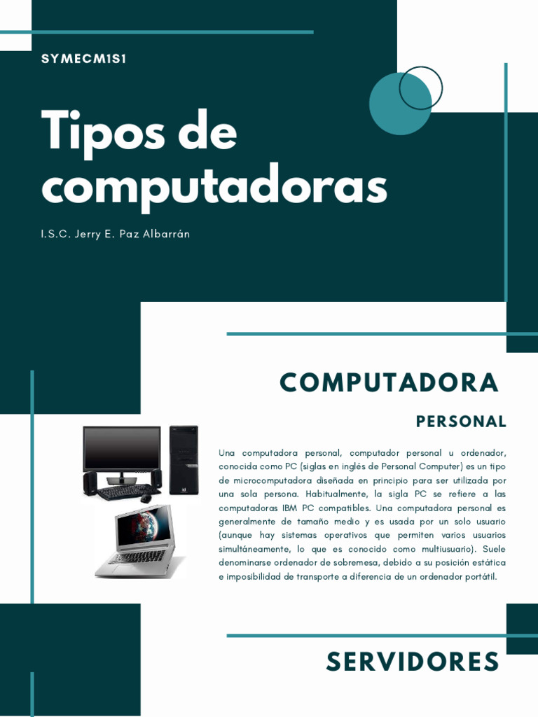Tipos de Computadoras y Sus Características | PDF | Microcomputadoras ...