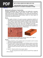 Method of Statement For Aac Block Work | PDF | Masonry | Wall